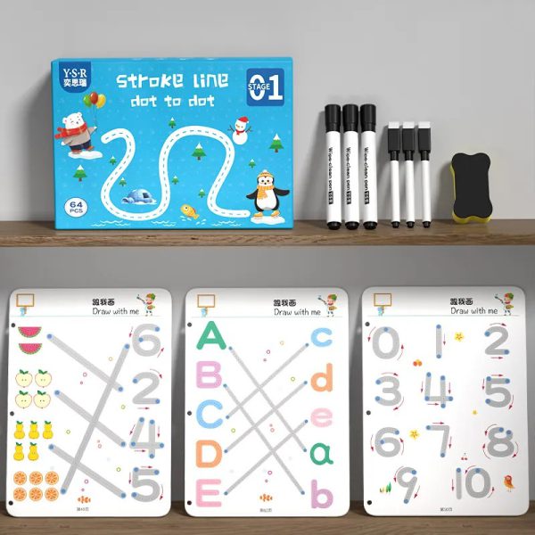 Reusable Learning Tracing Book (64 Pages) Markers and duster, Eraser ...